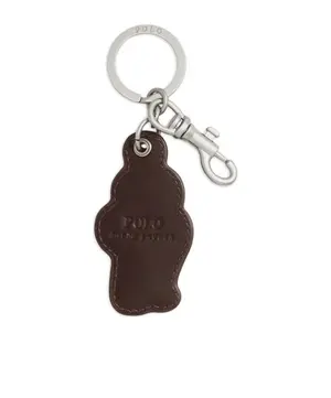 Polo Ralph Lauren Embroidered Polo Bear Leather Key Fob - Brown