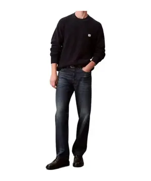 Calvin Klein Cotton Sweater With Monogram - Dark Blue Gem