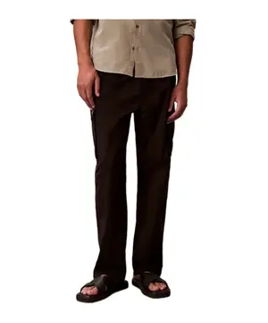 Calvin Klein Cotton Stretch Straight Fit Cargo Trousers - Black