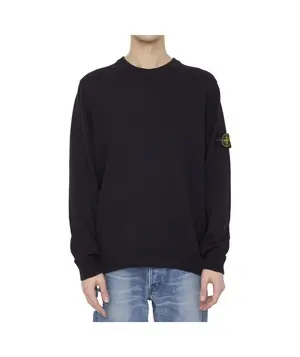 Stone Island Logo Patch Crewneck Knitted Jumper - Blue