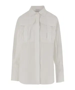 PATOU Pleated Long Sleeve Blouse - White