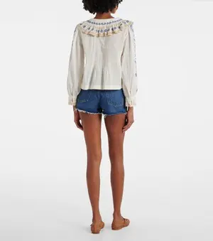 Rixo Embroidered Long-sleeve Shirt
