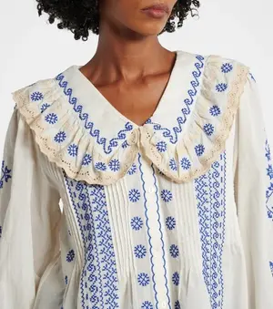 Rixo Embroidered Long-sleeve Shirt