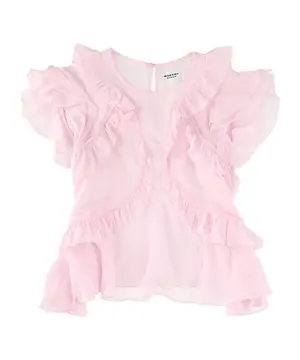 Isabel Marant Étoile Isabel Marant Etoile Nalou Ruffled Sheer Top Light Pink