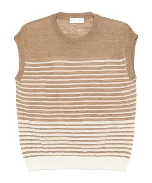 ROBERTO COLLINA Striped Sleeveless Sweater - Nude