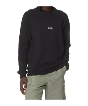 MSGM Logo Printed Crewneck Sweatshirt - Black