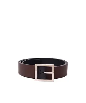 ORTIGNI Reversible Saffiano Leather Belt - Black