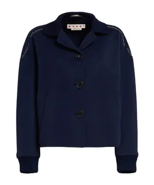 Marni Decorative-stitching Wool-blend Shirt Jacket - Black