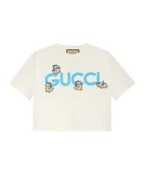 Gucci Knitted T-shirt With Dinosaur Motif - White
