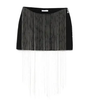 Patrizia Pepe Rhinestone-embellished Fringe Mini Skirt - White