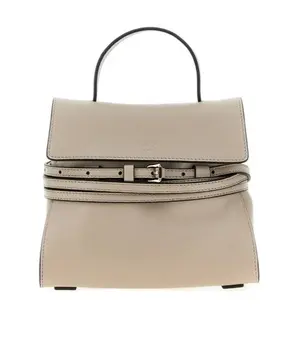 Moschino Tie Me Foldover Top Small Tote Bag - Beige