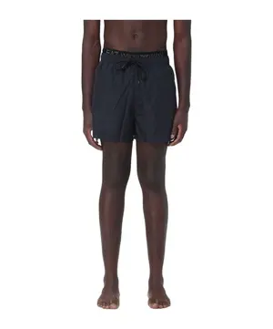 EA7 Logo-detail Drawstring Swim Shorts - Black