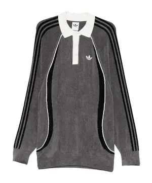Adidas Long Sleeve Collared Polo Shirt With Button Closure - No