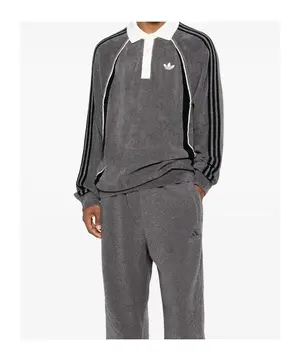 Adidas Long Sleeve Collared Polo Shirt With Button Closure - No