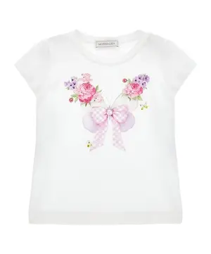 Monnalisa Floral Printed Crewneck T-shirt - White