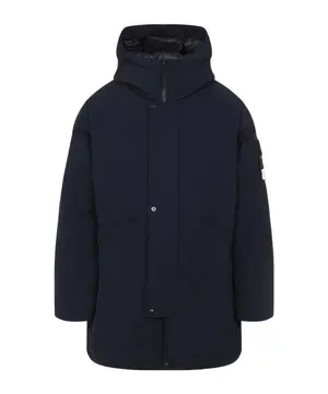 Stone Island Logo Patch Hooded Jacket - Blue