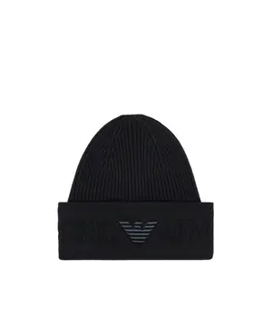 Emporio Armani Logo Embroidered Knitted Beanie