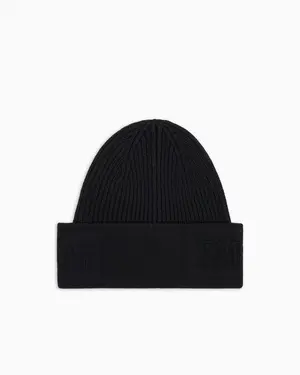 Emporio Armani Logo Embroidered Knitted Beanie