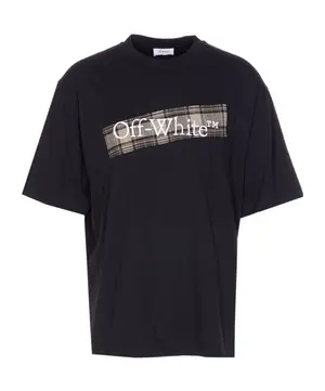 Off-White Logo Embroidered Crewneck T-shirt - Black