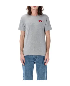 Play Comme Des Garcon T-shirt With Round Neck And Short Sleeves - Gray