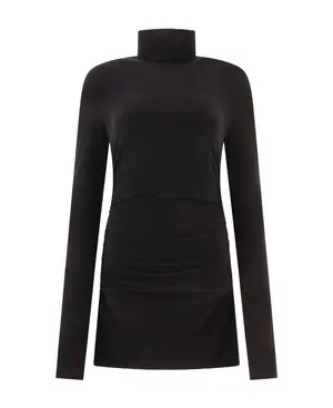 Norma Kamali High-necked Pickleball Dress - Black