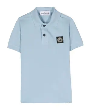 Stone Island Compass-motif Cotton Polo Shirt - Blue