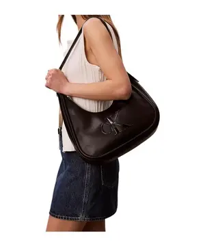 Calvin Klein Soft Touch Crescent Logo Hobo Bag