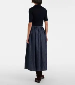 Gabriela Hearst Eloran Linen Midi Skirt - Black