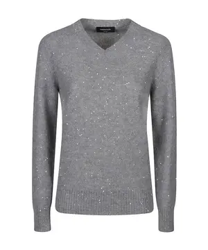 Fabiana Filippi Sequin-embellished V-neck Jumper - Grey