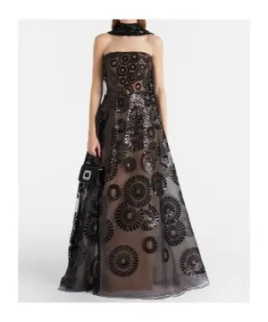 Elie Saab Sequined Tulle Gown With Detachable Scarf