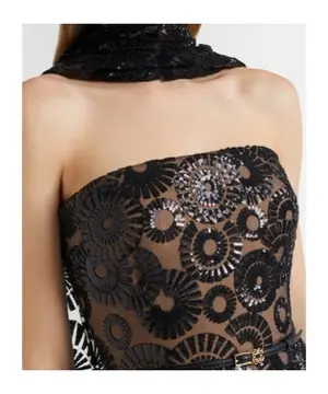 Elie Saab Sequined Tulle Gown With Detachable Scarf