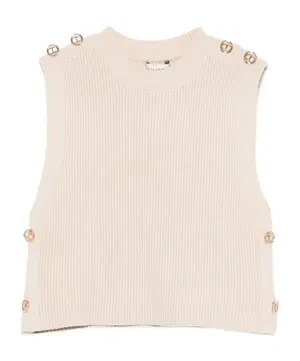 TWINSET Button-embellished Sleeveless Top - White