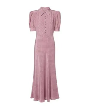 Alessandra Rich Polka-dot Silk Midi Dress - Pink