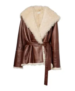 Magda Butrym Long-sleeved Leather Jacket - Brown