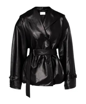 Magda Butrym Long-sleeved Leather Jacket - Black