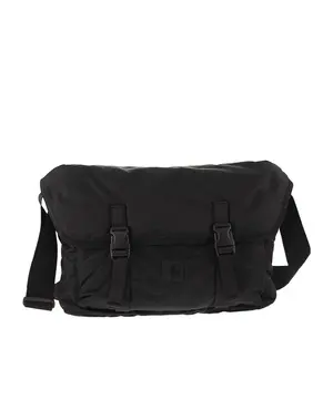 Carhartt Wip Logo Patch Buckle-detailed Padded Messenger Bag - Black