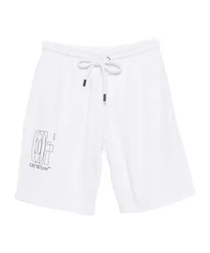 Off-White Drawstring Elastic Waist Shorts - White