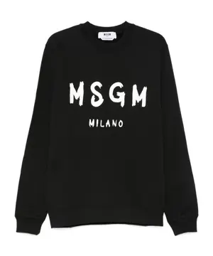 MSGM Logo Printed Crewneck Sweatshirt - Black