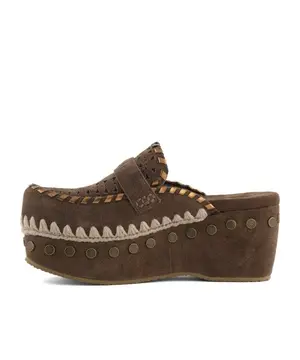Mou Clog Leather Overstitching