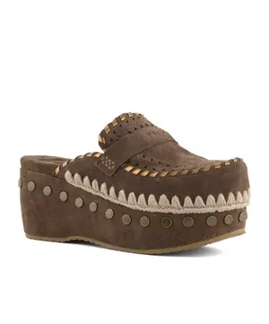 Mou Clog Leather Overstitching