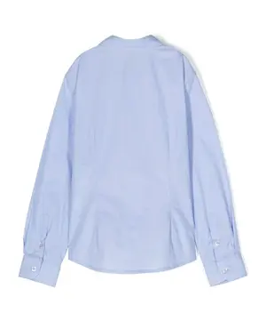 Emporio Armani Embroidered Logo Striped Cotton Shirt