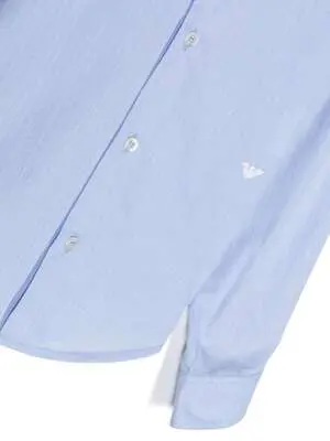 Emporio Armani Embroidered Logo Striped Cotton Shirt