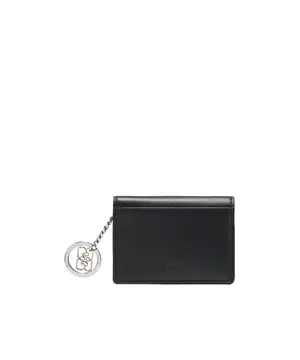 GANNI Card Holder In Blue With Flap And Dog