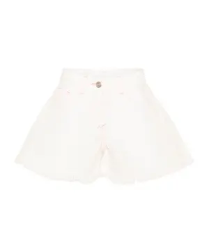 Monnalisa Embroidered Raw-cut Shorts - White