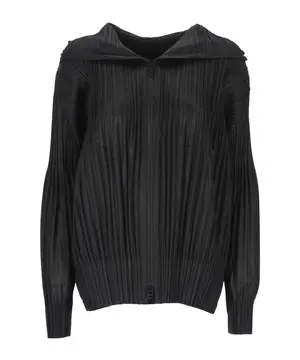 PLEATS PLEASE BY ISSEY MIYAKE Pleats Please Issey Miyake Fluffy Basics Hooded Blouse - Black