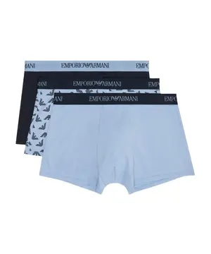 Emporio Armani Logo-waistband Cotton Boxers - Blue