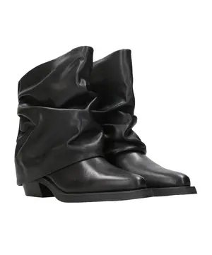 Ash Round Toe Gathered Detail Boots
