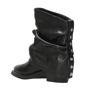 Ash Round Toe Gathered Detail Boots