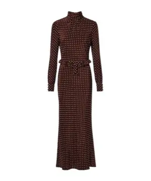 Alessandra Rich Polka-dot Midi Dress - Brown