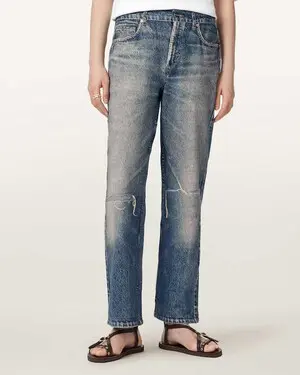 ALLSAINTS Distressed Straight Leg Jeans